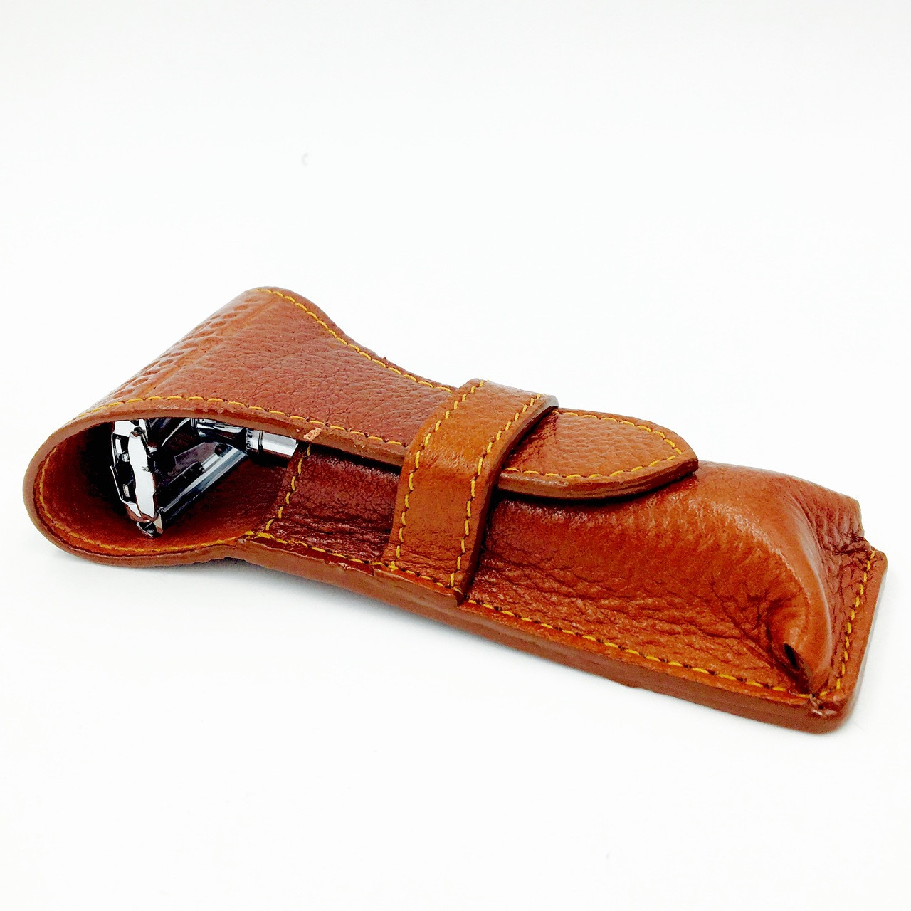 Parker Leather Cases | Saddle Brown Double Edge Razor Case