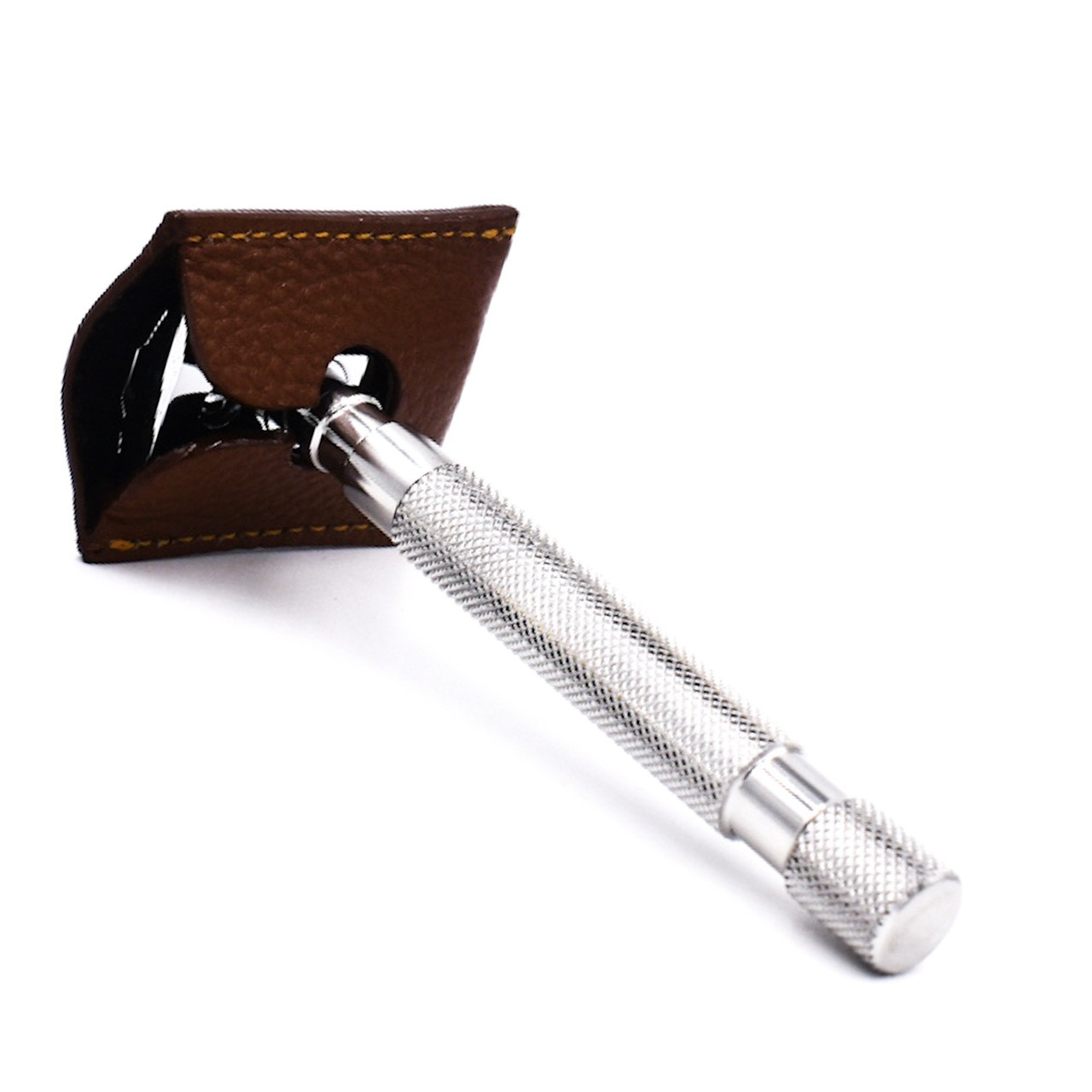 Parker Leather Double Edge Safety Razor Travel Cover Brown