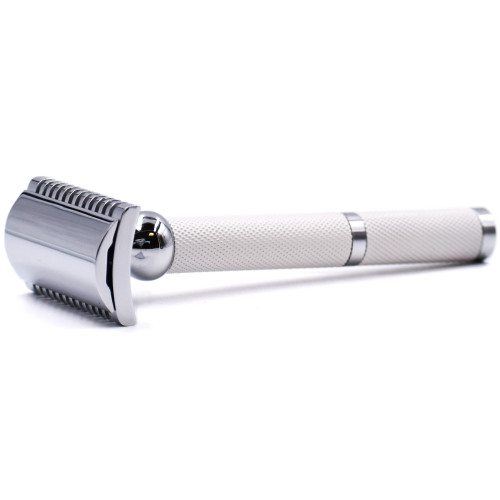 Parker 70C White and Chrome Open Comb Safety Razor and 5 blades