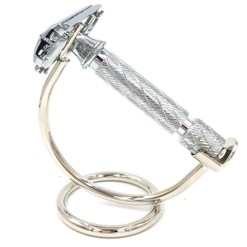 Curved Chrome Razor Stand for Safety Razors