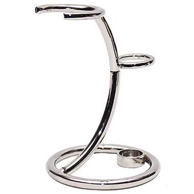Chrome Curved Safety Razor and Shaving Brush Stand