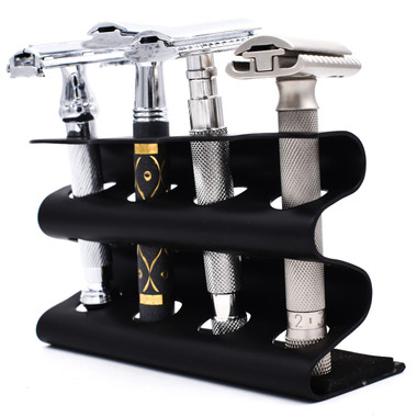 Deluxe Black Razor Stand - Holds 4 Double Edge Safety Razors