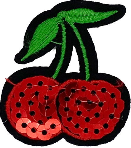 Small Sequin Red Cherries - Patch