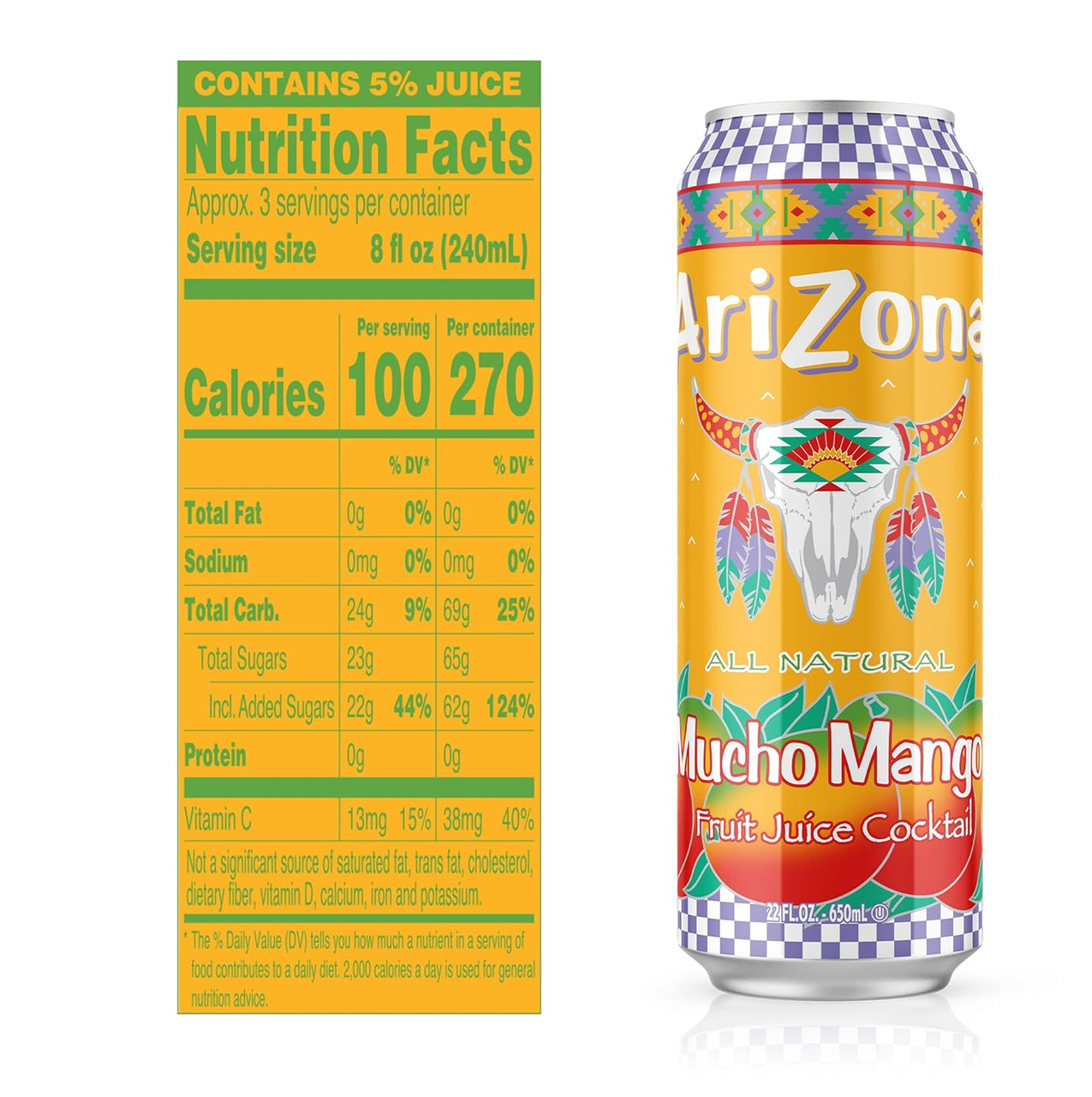 AriZona 22 fl. oz. Mucho Mango Fruit Juice Cocktail | Kitch'n