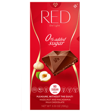 Red Chocolate 3.53 oz. No Sugar Added Hazelnuts & Macadamia Milk ...