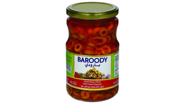 Baroody 22.9 oz. Sliced Green Olives with Sweet Peppers | Kitch'n