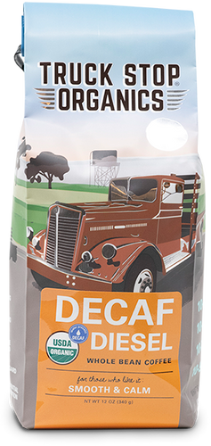 Truck Stop Organics 12 oz. Decaf Diesel Light Roast Whole Bean Coffee ...