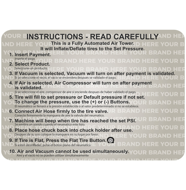 Buy Online SC09 Air & Vac Pay Instruction Decal 12.25” by 17.25 ...
