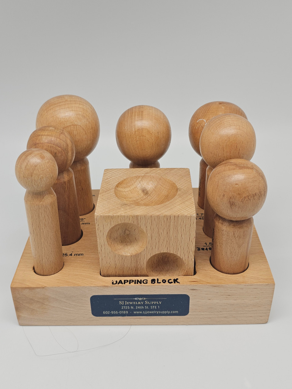 Wooden Dapping Set (7 punches, Block, and stand) - SJ Jewelry Supply