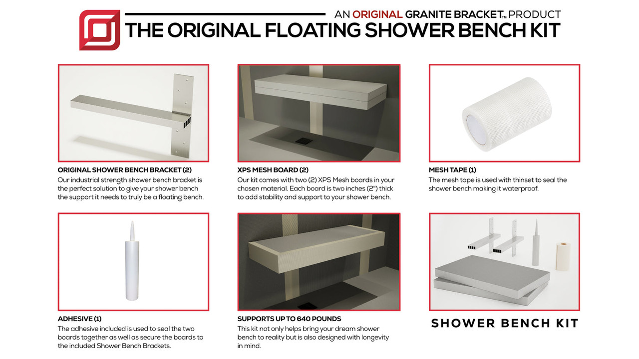 The Original Floating Shower Bench Kit with The Original Shower Bench ...