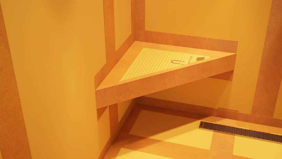 The Original Floating Corner Shower Bench Kit with Orange XPS ...