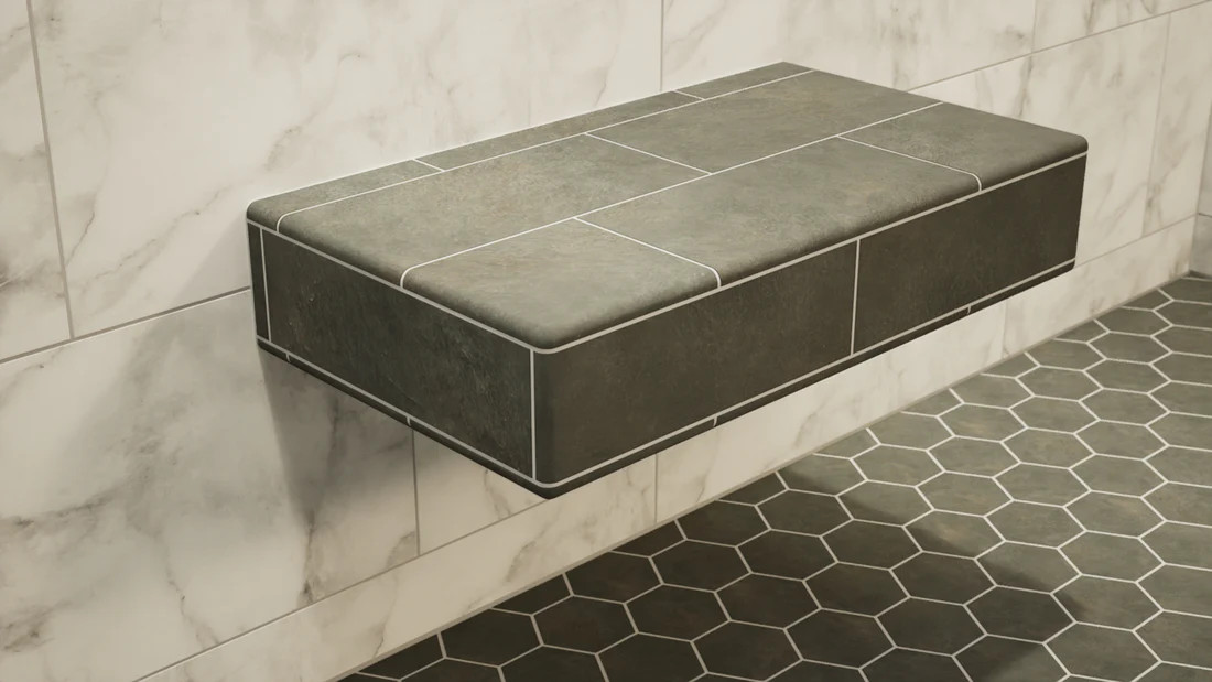 The Original Floating Shower Bench Kit with Orange XPS Waterproof Board ...