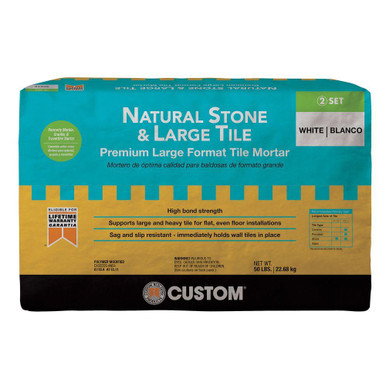 Custom Natural Stone & Large Tile Mortar - White 50 lb