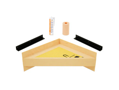 The Original Floating Corner Shower Bench Kit with Orange XPS Waterproof Board