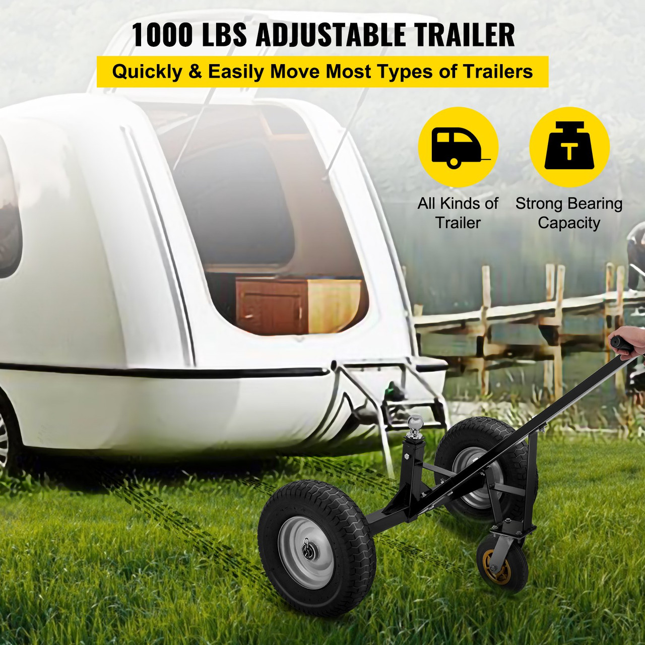 Adjustable Trailer Dolly, 1000 Lbs Capacity Trailer Mover Dolly, 15.7 ...