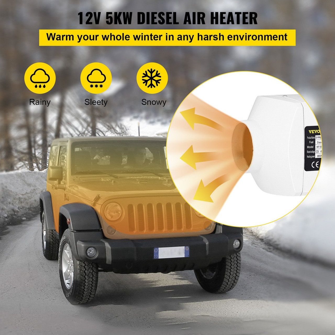 5KW 12V Diesel Air Heater Metal Shell Rotary Switch 10L Tank For Trucks ...