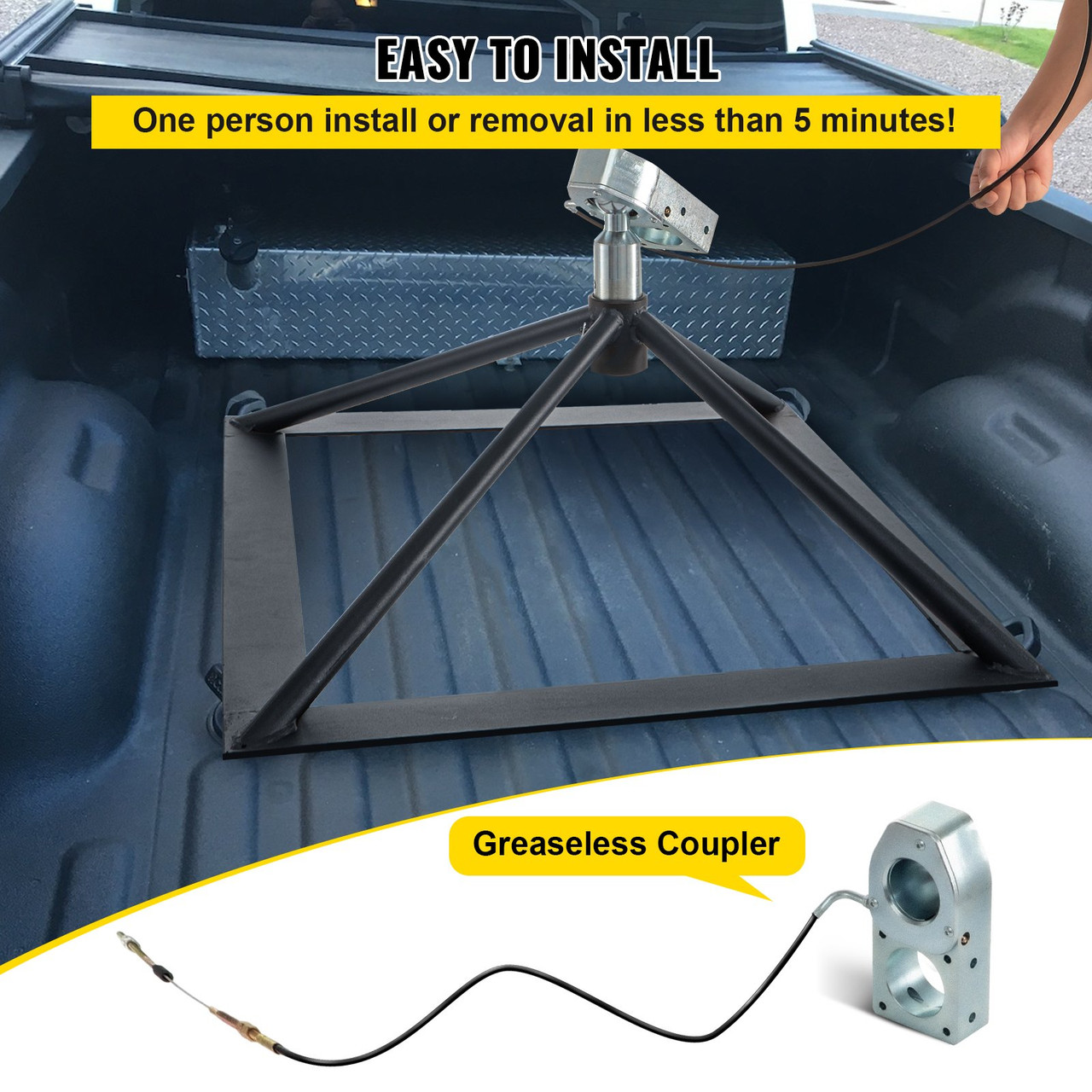 5th Wheel Connection Hitch Rail Mount 22046 lbs GTWR Towing Accessories