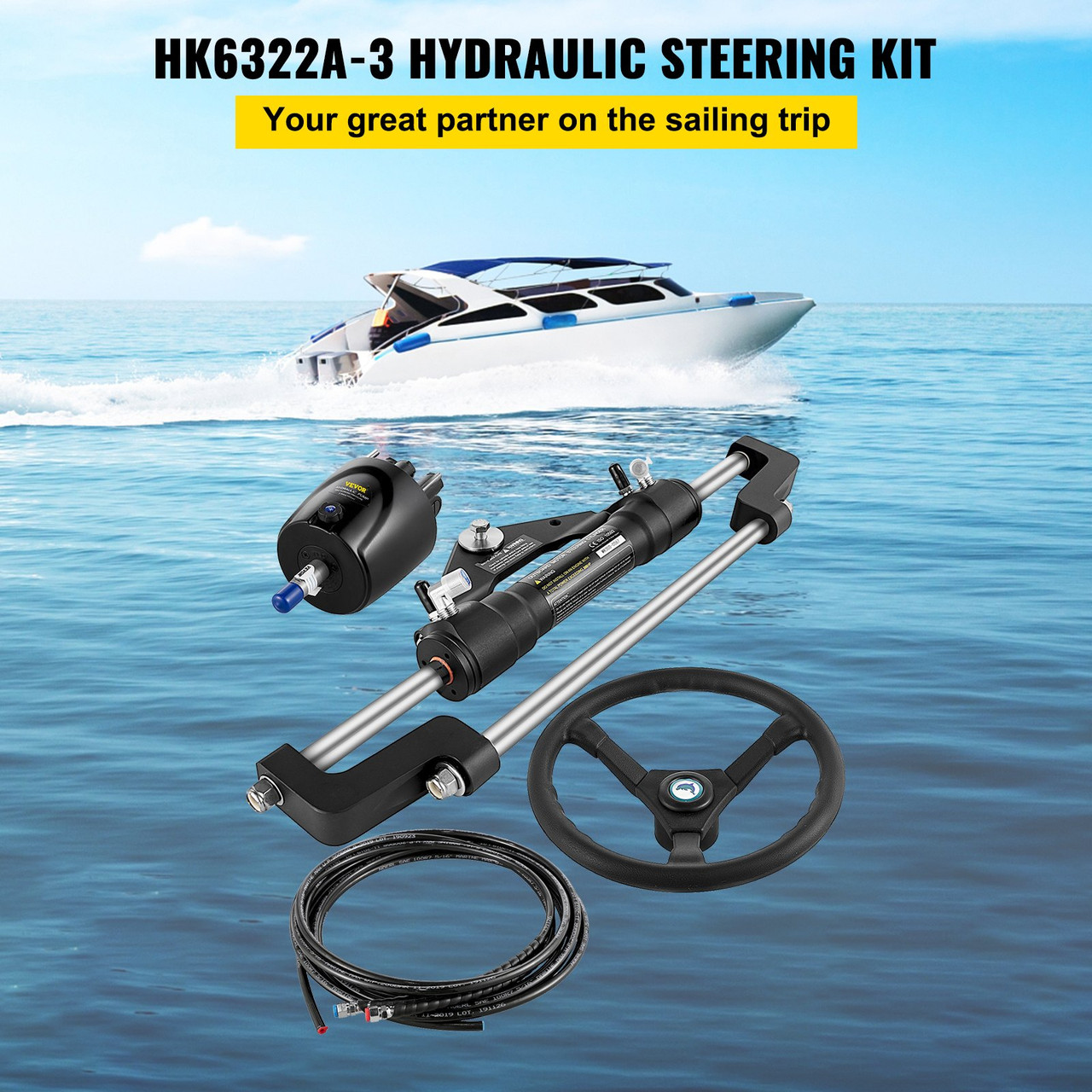 Hydraulic Boat Steering Kit Hydraulic Steering, 300HP Helm Pump ...