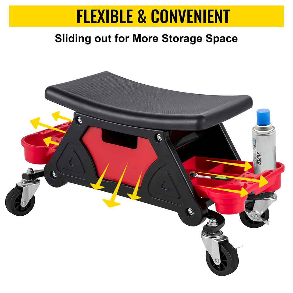 Mechanic Stool 300 LBS Capacity Garage Stool with Wheels, Heavy Duty ...