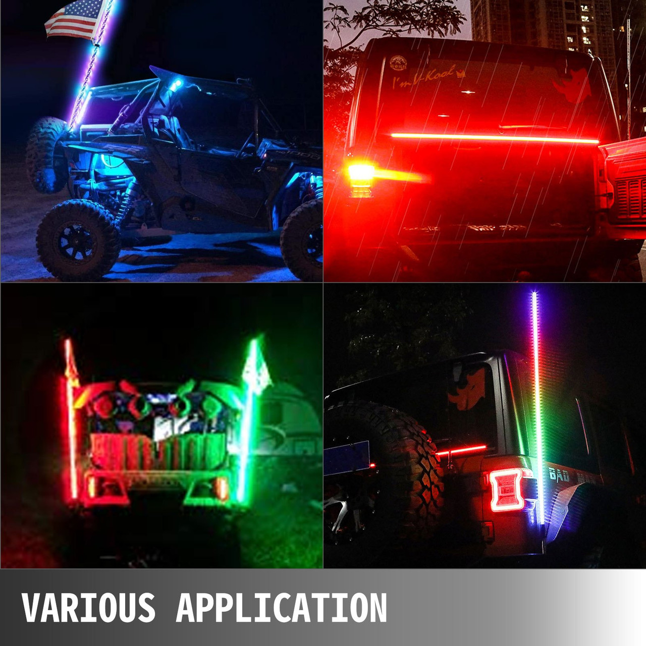 Led Whip Lights Lighted Whips for UTV RGB Color Led Lighted Whip 5ft ...