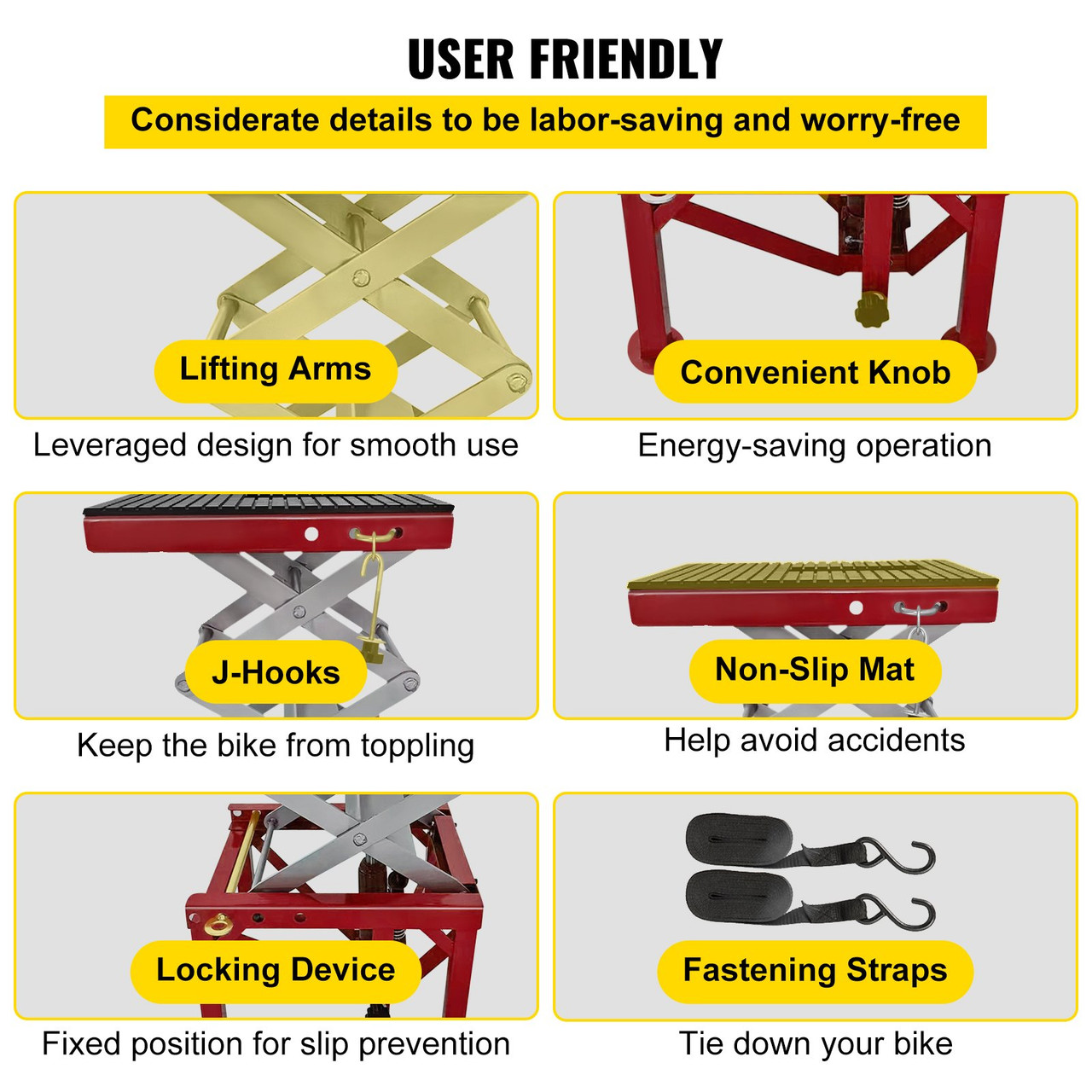 Motorcycle Jack, Scissor Jack 300lbs, Red Bike Lift Table with Lockable ...