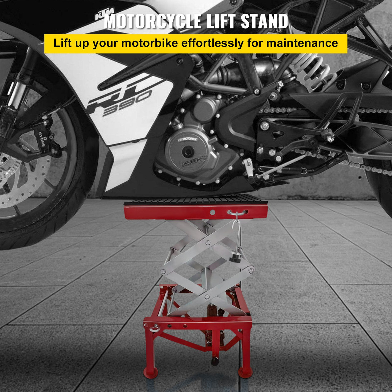 Motorcycle Jack, Scissor Jack 300lbs, Red Bike Lift Table with Lockable ...