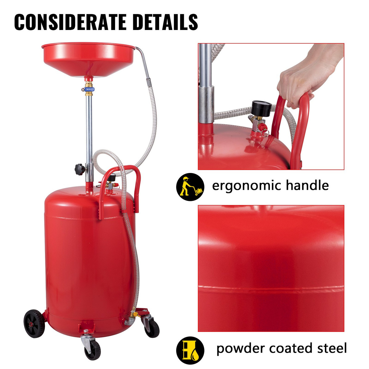 Waste Oil Drain Tank 20 Gallon Portable Oil Drain Air Operated Drainer ...