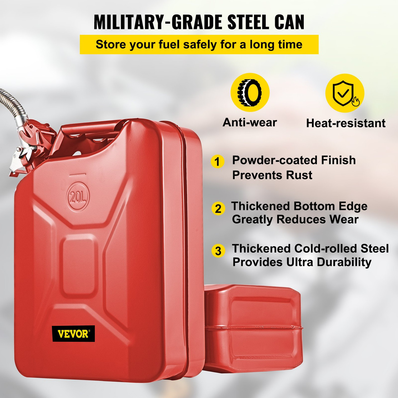 Jerry Can 5.3 Gal / 20L Jerry Fuel Can with Flexible Spout 2PCS Red
