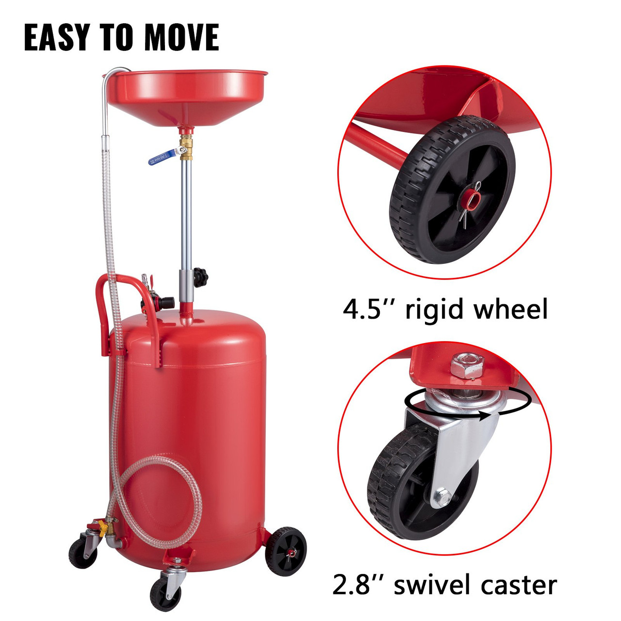 Waste Oil Drain Tank 20 Gallon Portable Oil Drain Air Operated Drainer ...