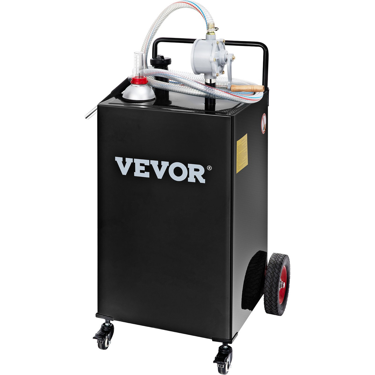 Fuel Caddy Fuel Storage Tank 35 Gallon 4 Wheels with Manuel Pump, Black