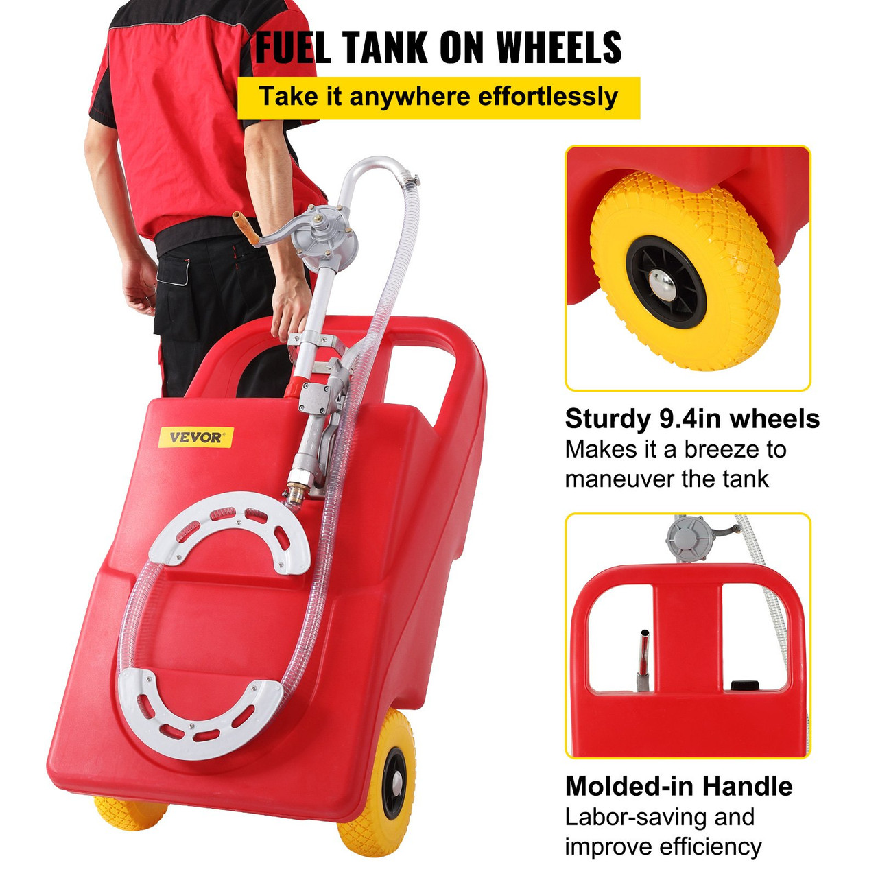 Fuel Caddy 32 Gallon Portable Gas Diesel Tank On-Wheels with Manuel Pump