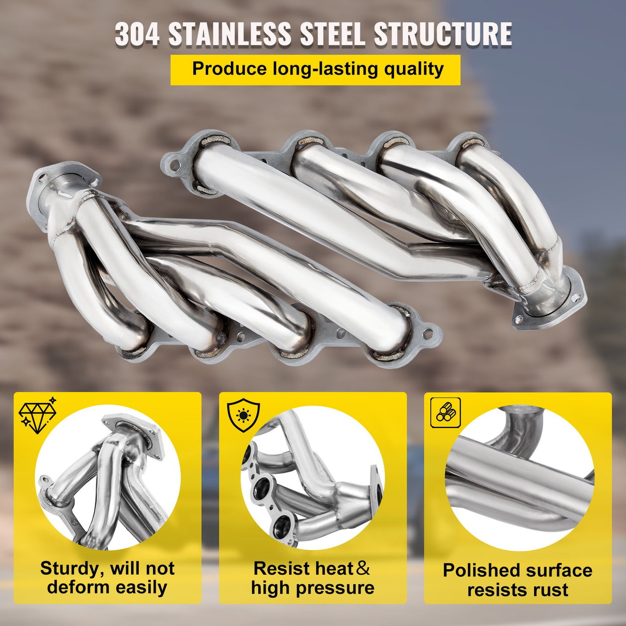 Stainless Steel Exhaust Headers Chevelle Camaro Fits Chevy LS1 LS2 LS3 ...