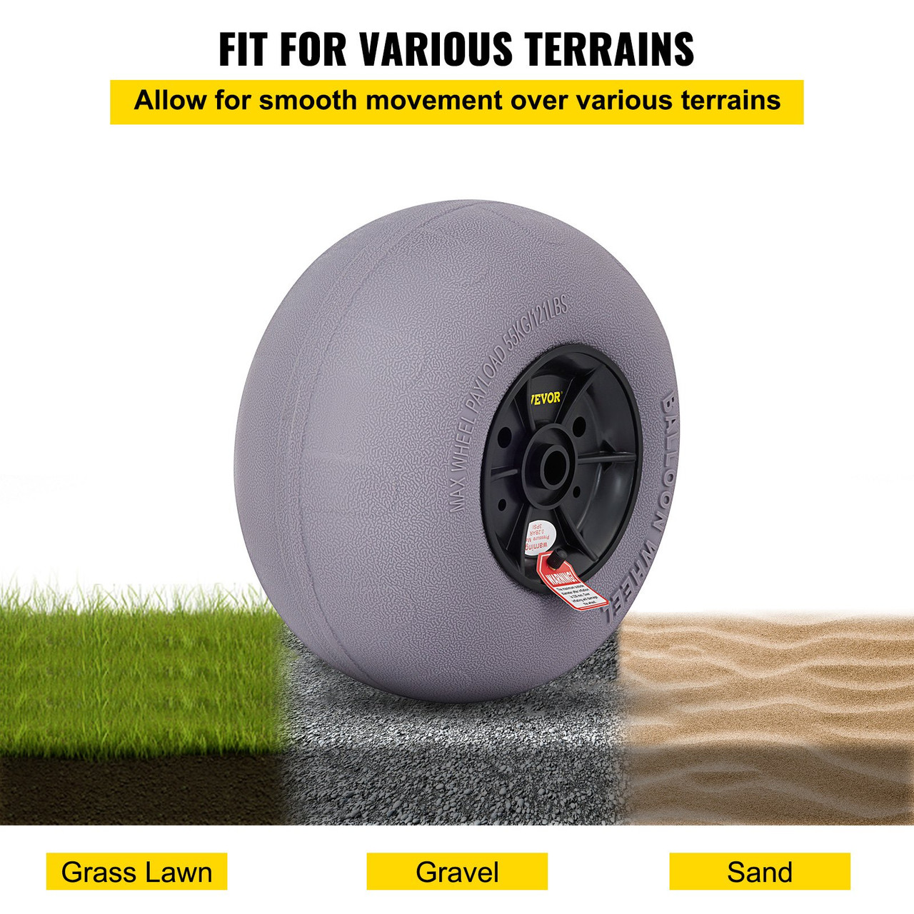 Balloon Beach Wheels Replacement Beach Tires 13" TPU 121 LBS Load Capacity