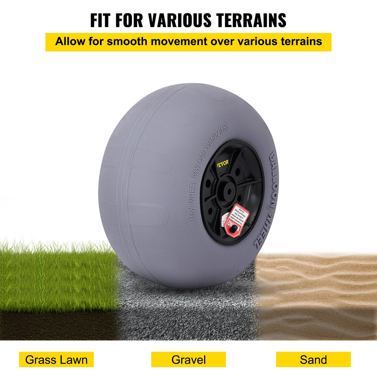 Balloon Beach Wheels Replacement Beach Tires 13" Diam. & 32" Axle TPU