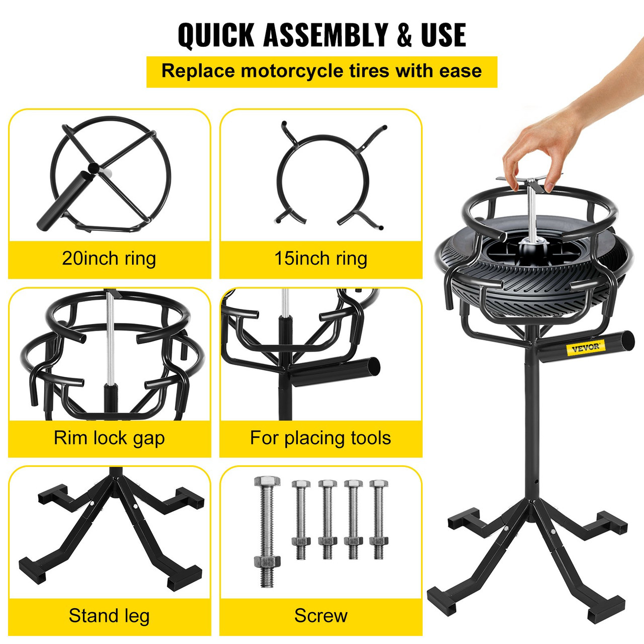 Motorcycle Tire Changing Stand Tire Changer Adjustable Height 37" - 41.3"
