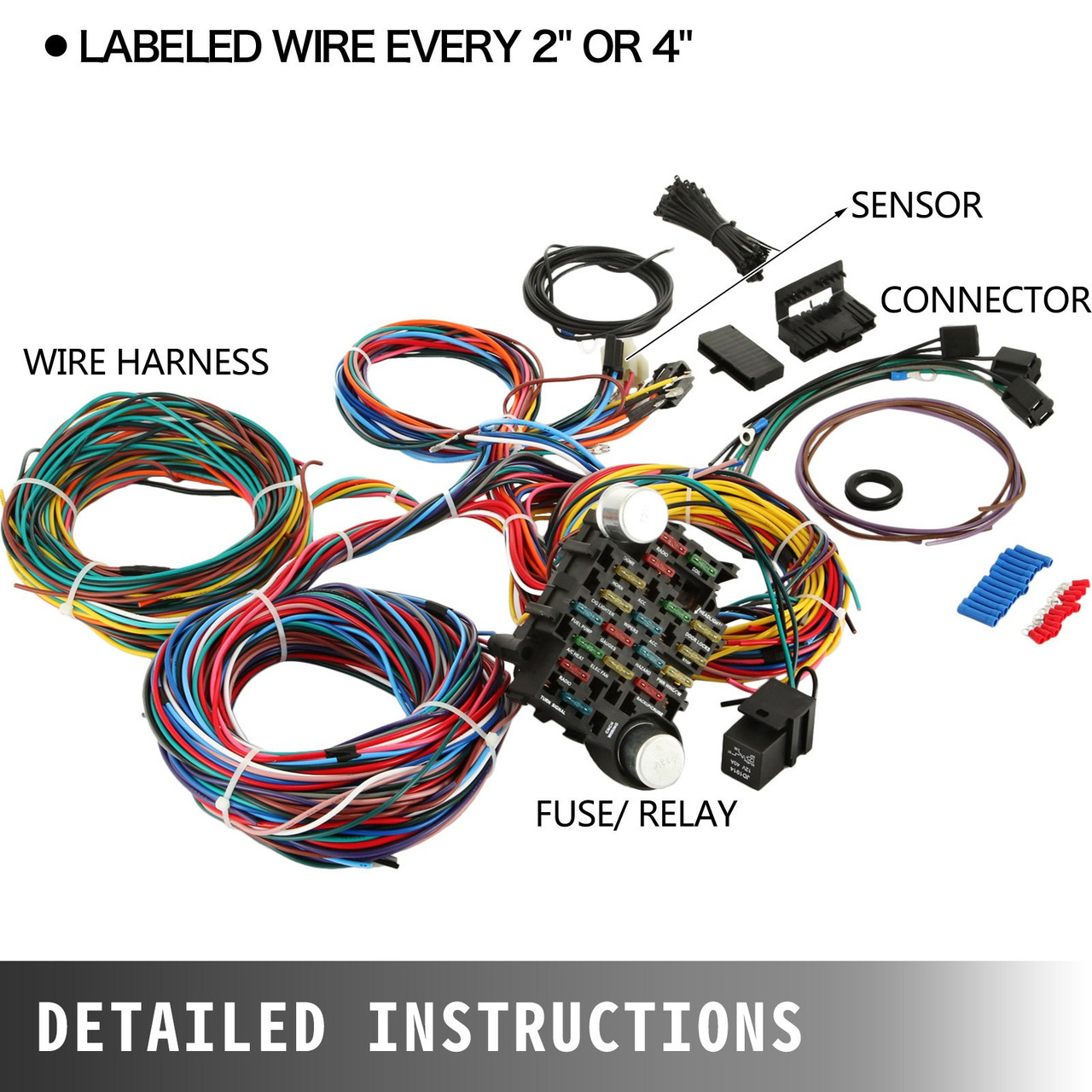 21 Circuit Wiring Harness Kit Long Wires Wiring Harness 21 standard ...