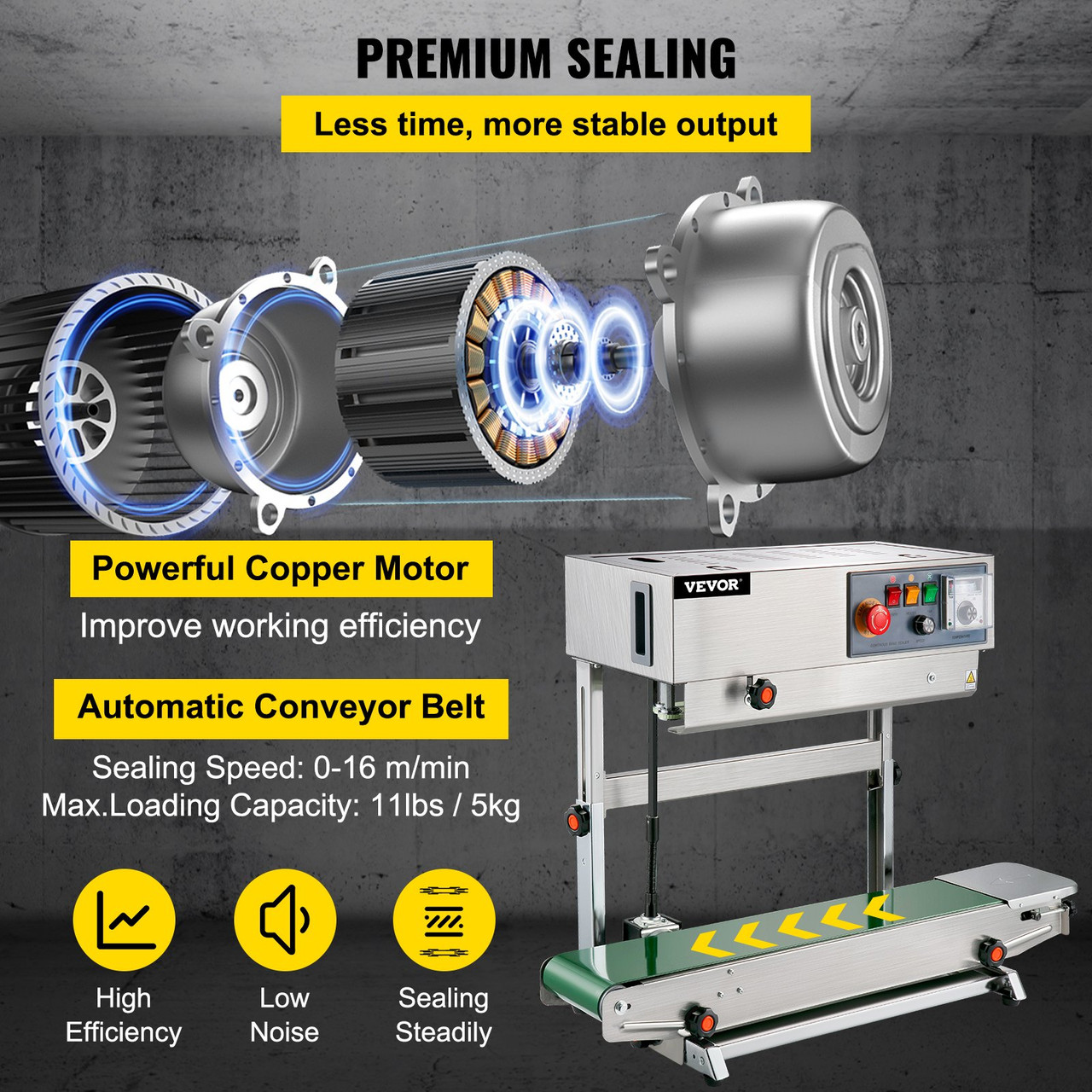 Automatic Continuous Band Sealer Vertical Bag Sealing Machine Stainless ...