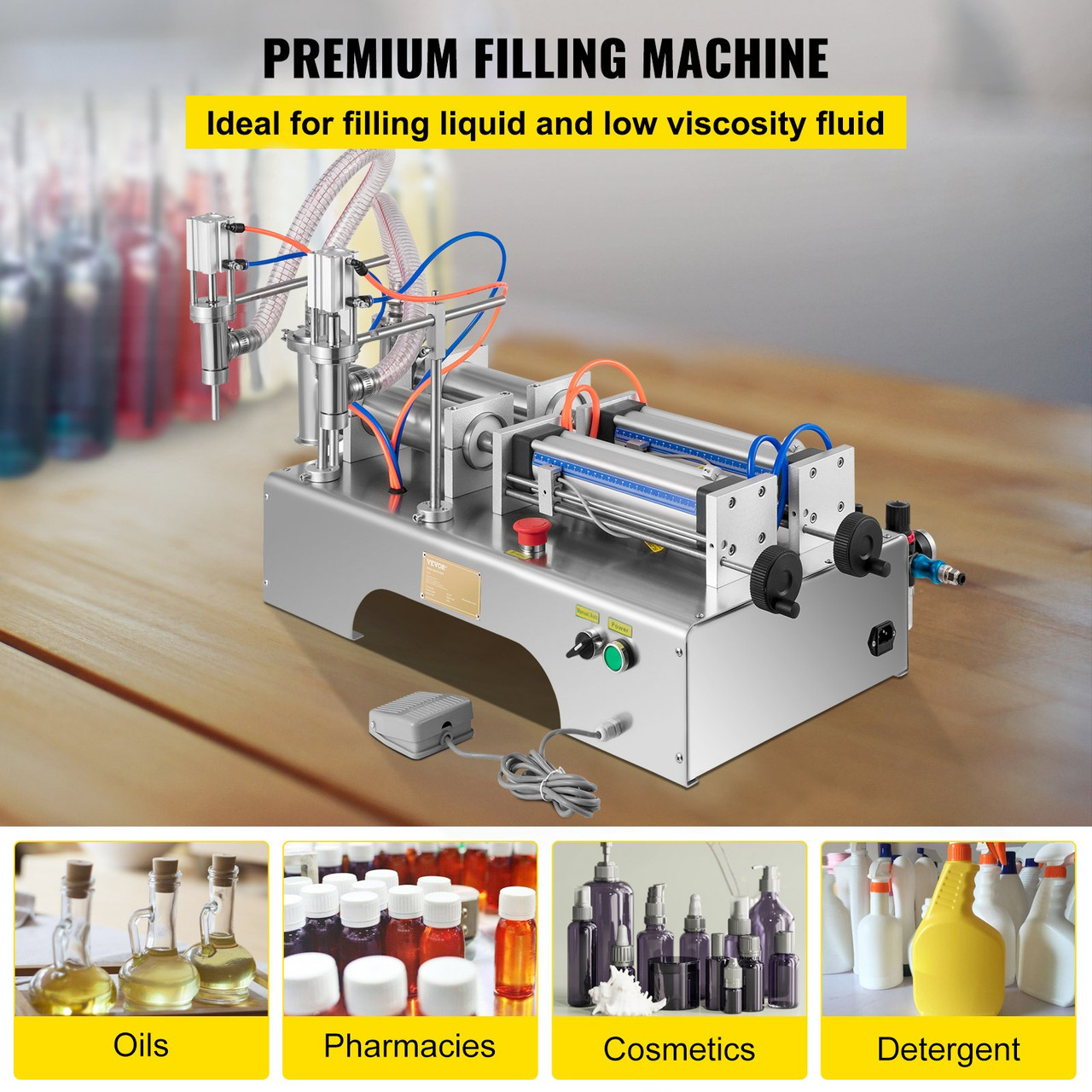 Pneumatic Liquid Filling Machine 50-500ml, Liquid Filler Machine Double ...
