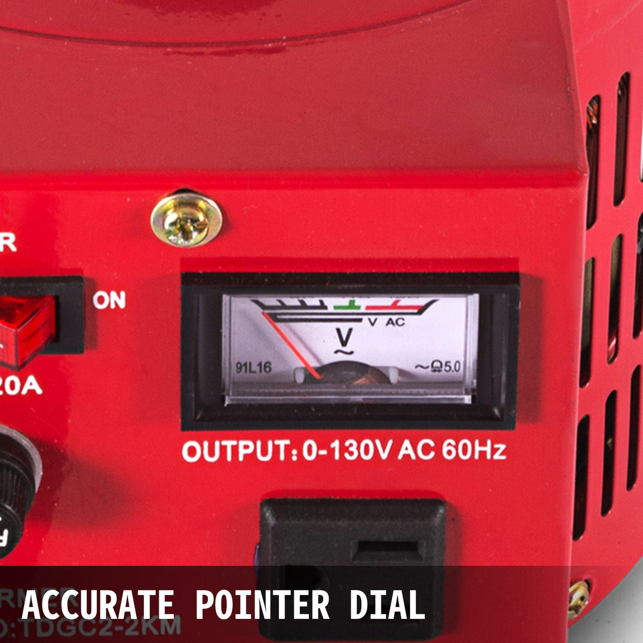 2KVA 20A Variac Variable Transformer 0-130V Output Variable AC Voltage Regulator