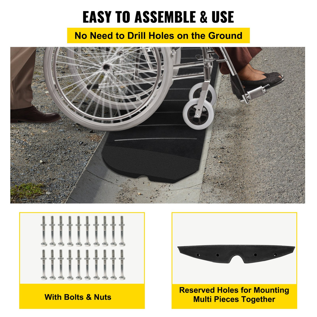 Curb Ramp, 5 Pack Rubber Driveway Ramps, Heavy Duty 32000 lbs Weight ...