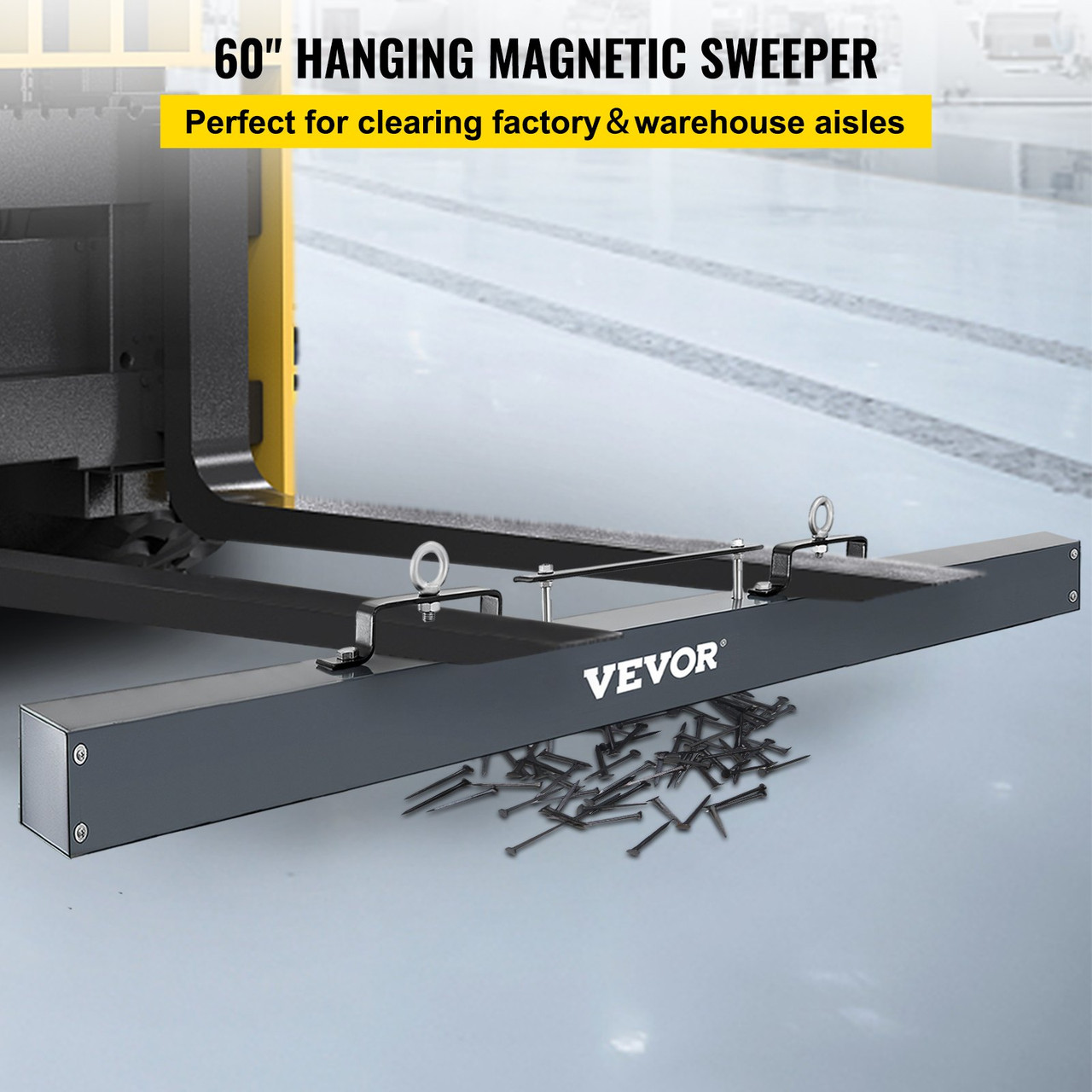 Hanging Magnet Magnetic Sweeper Tool 60" for Picking Up Nail, Bolt, Screw