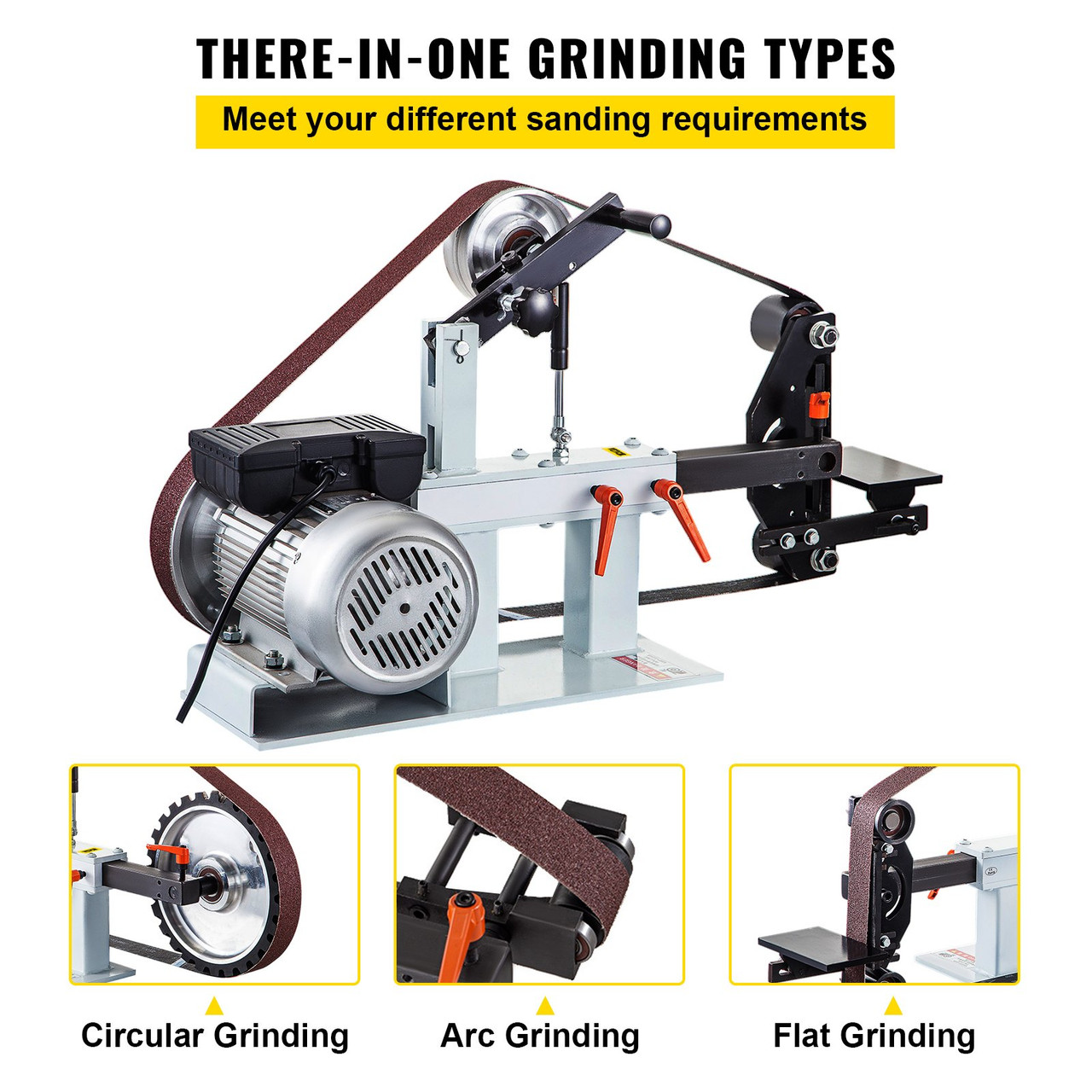 2Hp Belt Grinder Constant Speed 2 X 82 inch Belt Disc Sander with 3 ...