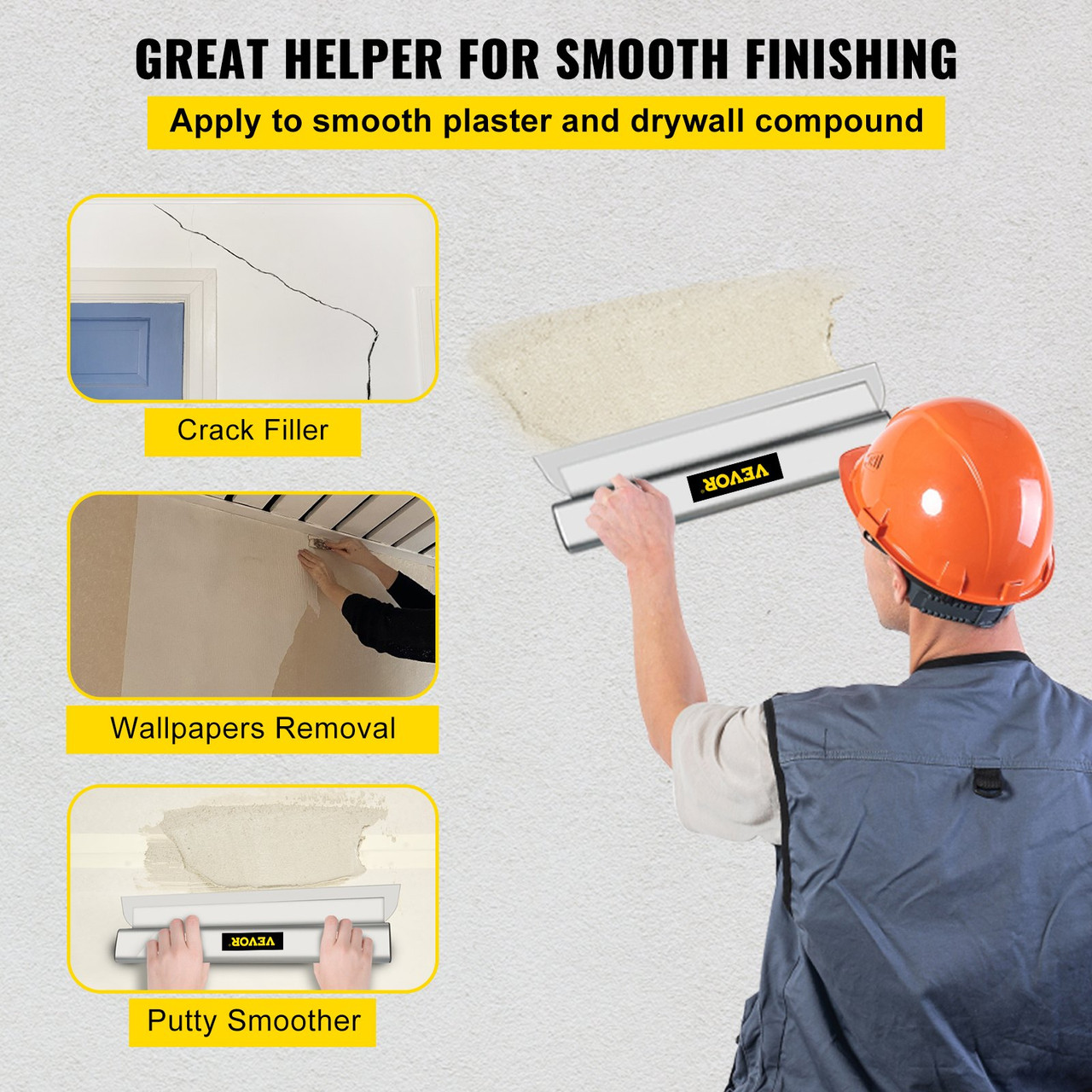 Drywall Skimming Blade Putty Knife 24inch Finishing Tool Stainless Steel