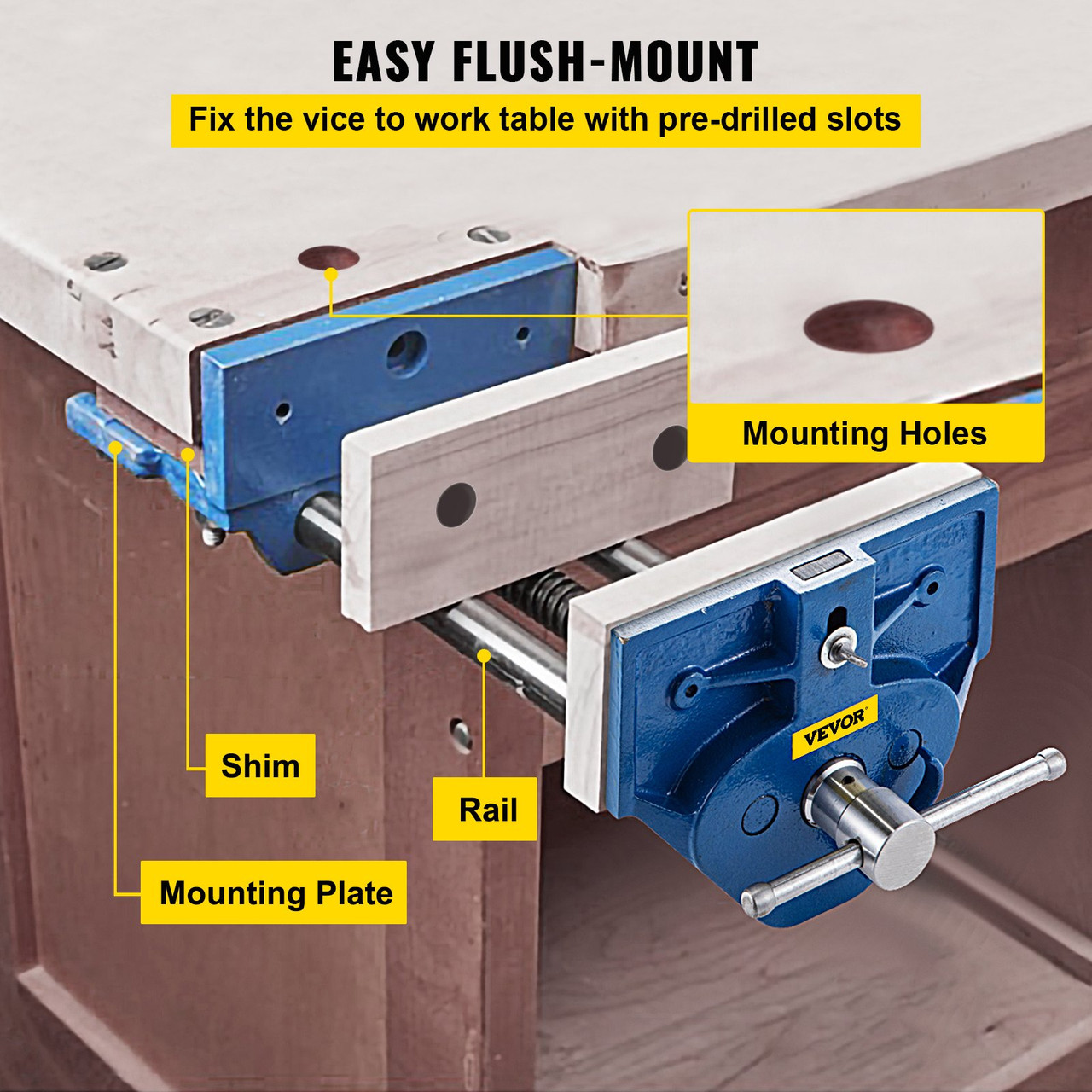 Woodworking Vise, 9 Inch Woodworking Bench Vise Heavy-Duty Cast Iron ...