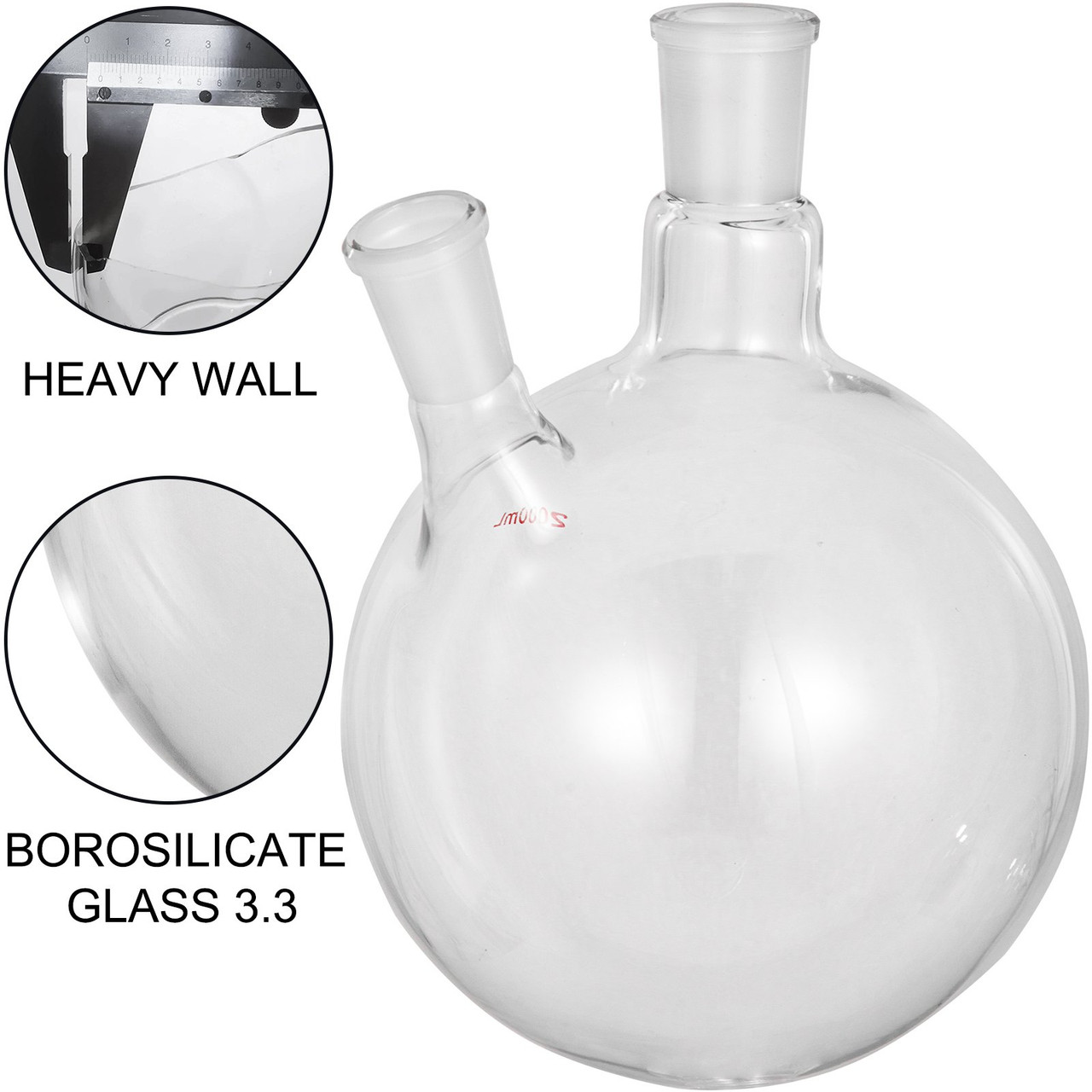 Round Bottom Flask 2000 ml Receiving Flask Borosilicate Glass Reaction ...