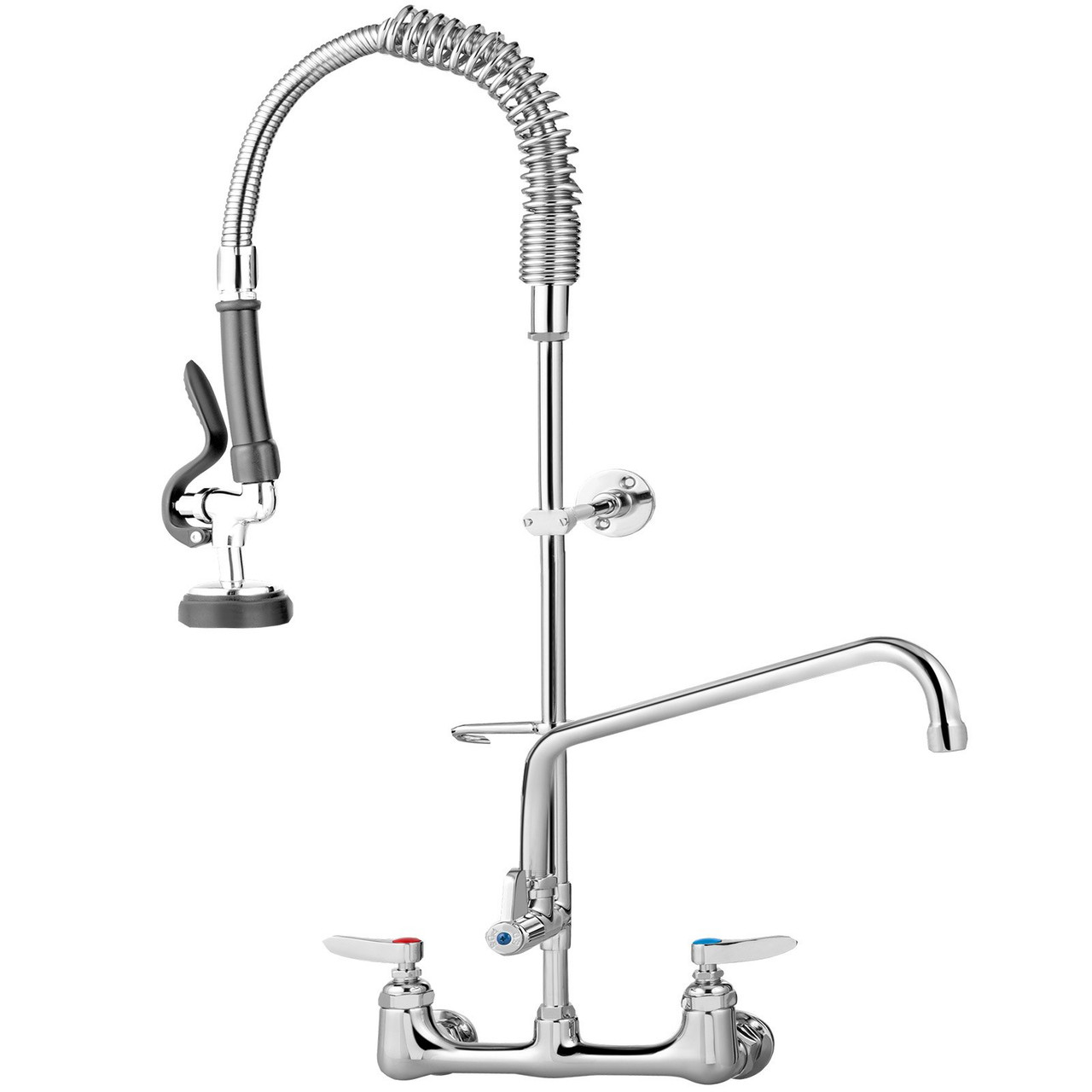 Commercial Faucet with Pre-Rinse Sprayer, 8" Adjustable Center Wall ...
