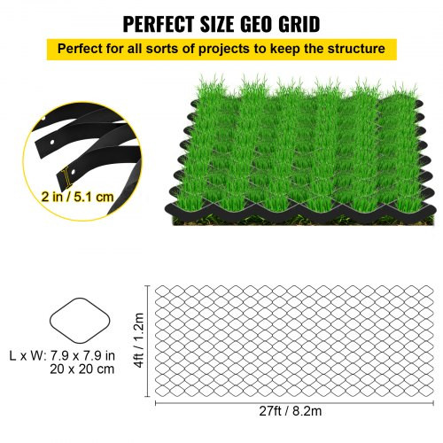 Ground Grid, 1885 lbs per Sq Ft Load Geo Grid, 2" Depth Permeable ...