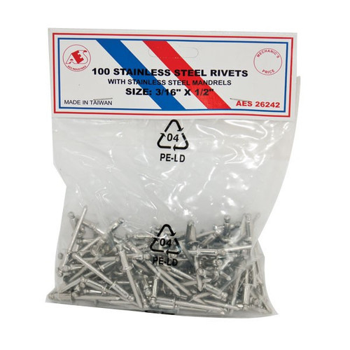 Stainless Steel Rivets - 1/8" x 3/8" - 100PC 26234