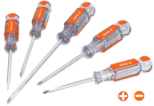 Truper Transparent Hdls Screwdriver Set 5 Pcs #14137
