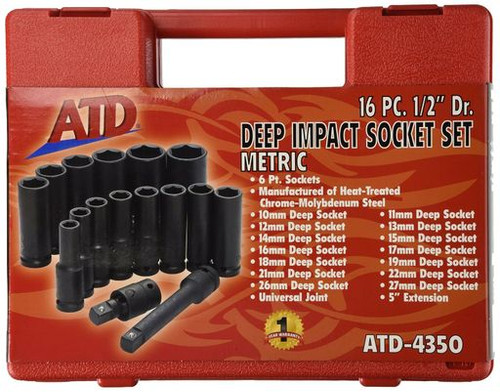 ATD Tools Deep Metric Impact Socket Set, 16 pc.